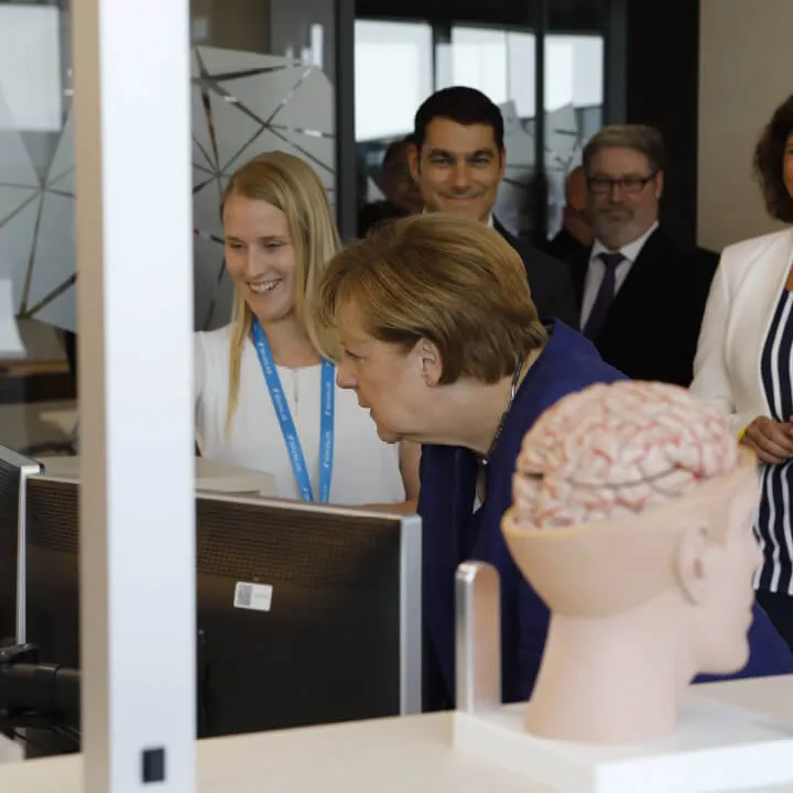 Chancellor Angela Merkel inaugurates the Brainlab AG offices in Munich ...